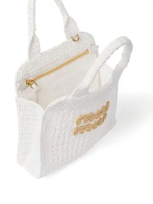 Miu Miu Crochet Raffia Tote Bag