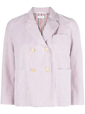 Thom Browne Striped Double-breasted Jacket - Red