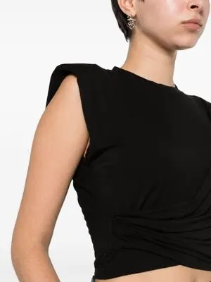 Simkhai Signature Estelle Draped-detail Top - Black