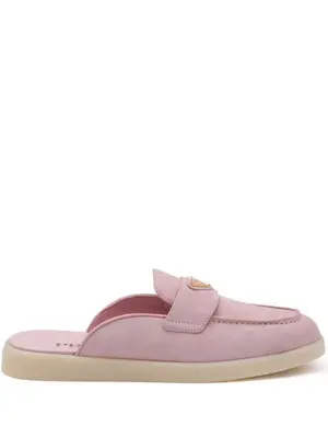Prada Logo-plaque Suede Mules
