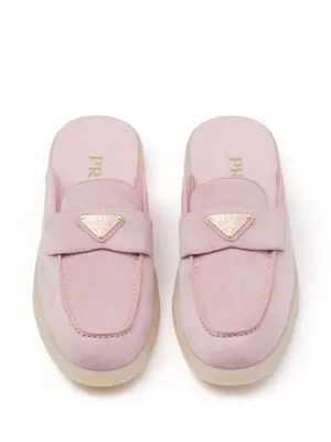 Prada Logo-plaque Suede Mules
