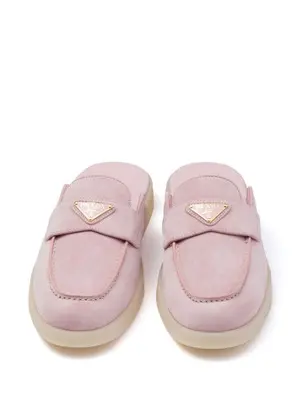 Prada Logo-plaque Suede Mules