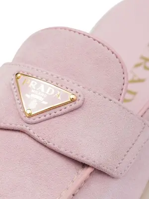 Prada Logo-plaque Suede Mules