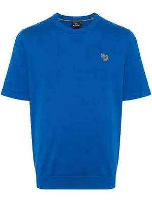 Paul Smith Zebra-patch Organic Cotton T-shirt - Blue