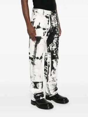 Alexander McQueen Fold-print Cropped Jeans