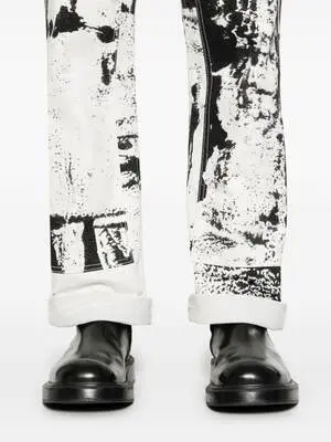 Alexander McQueen Fold-print Cropped Jeans