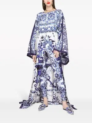 Dolce & Gabbana Majolica-print Silk Floor-length Dress