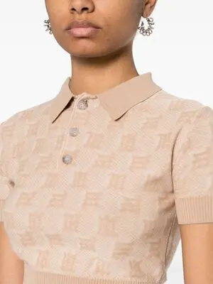 MISBHV Monogram-jacquard Cropped Polo Shirt