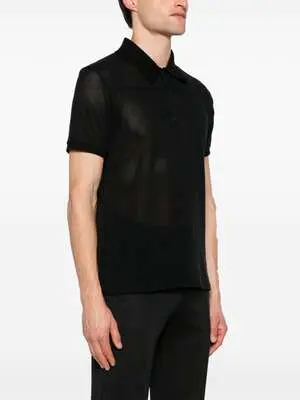 COURREGES Logo-patch Mesh Polo Shirt - Black