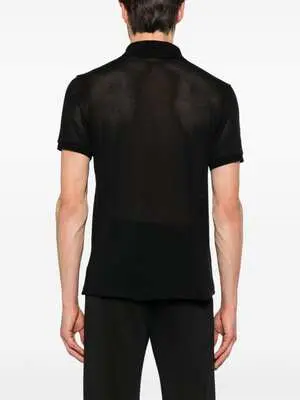 COURREGES Logo-patch Mesh Polo Shirt - Black