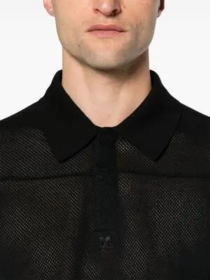 COURREGES Logo-patch Mesh Polo Shirt - Black