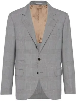 BRUNELLO CUCINELLI Check-print Virgin-wool Blazer