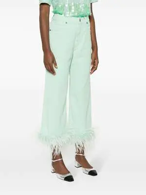 P.a.r.o.s.h Feather-trim Stretch-cotton Jeans