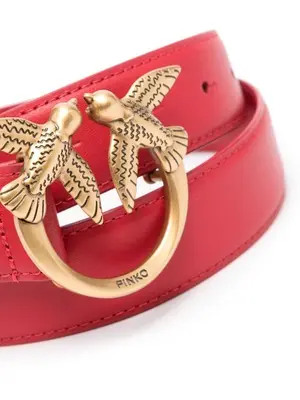 Pinko Love Birds Leather Belt - Red