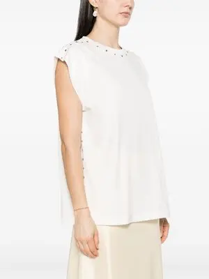 Fabiana Filippi Studed Cap-sleeve Cotton Top
