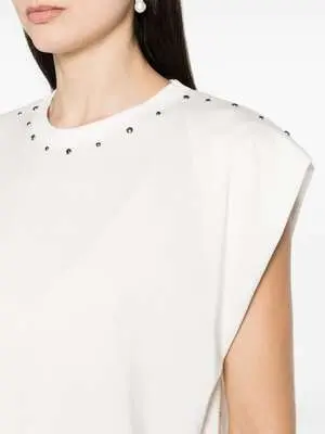 Fabiana Filippi Studed Cap-sleeve Cotton Top