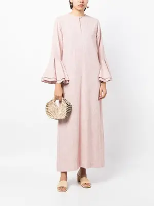 BAMBAH Linen Ruffled Kaftan Dress
