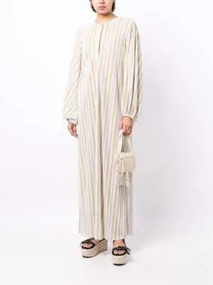 BAMBAH Striped Plissé Kaftan - Green