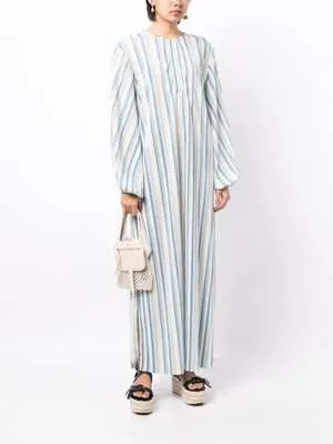 BAMBAH Striped Plissé Kaftan Dress - Blue