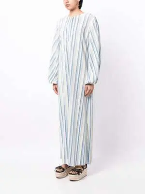 BAMBAH Striped Plissé Kaftan Dress - Blue