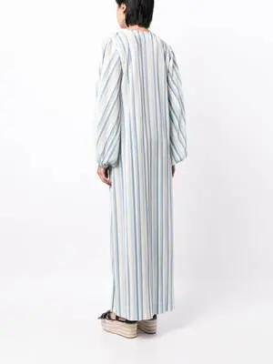 BAMBAH Striped Plissé Kaftan Dress - Blue