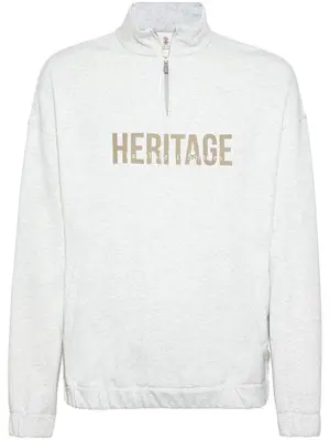 Brunello Cucinelli Logo-print Mélange Sweatshirt - White