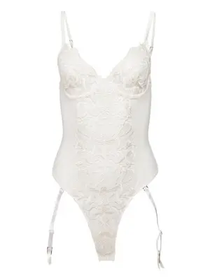 FLEUR DU MAL Lola Bow-embroidered Bodysuit