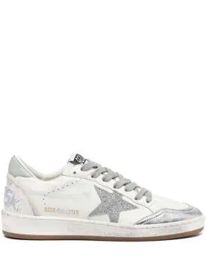 GOLDEN GOOSE Ball Star Glittered Leather Sneakers - White
