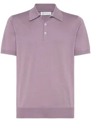 Brunello Cucinelli Cotton Polo Jumper - Purple