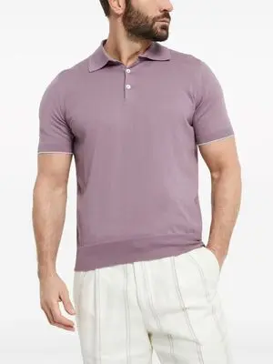 Brunello Cucinelli Cotton Polo Jumper - Purple