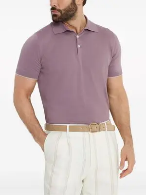 Brunello Cucinelli Cotton Polo Jumper - Purple