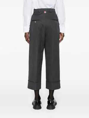 Thom Browne High-waisted Canvas Trousers - Grey