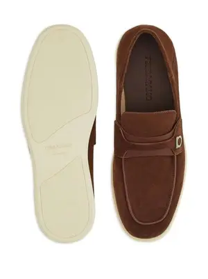 FERRAGAMO Gancini-plaque Loafers - Brown
