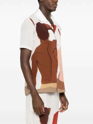 AMIR SLAMA Graphic-print Silk Shirt - Brown