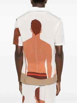 AMIR SLAMA Graphic-print Silk Shirt - Brown