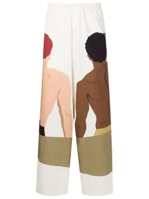 AMIR SLAMA Graphic-print Wide-leg Trousers