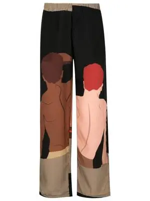 AMIR SLAMA Graphic-print Silk Shirt - Black