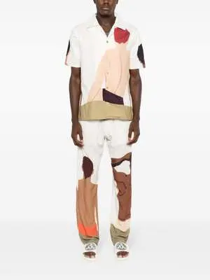 AMIR SLAMA Graphic-print Linen-blend Trousers
