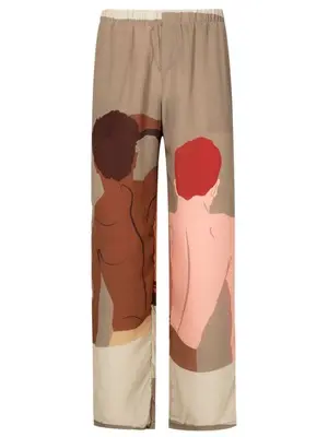 AMIR SLAMA Graphic-print Trousers - Brown