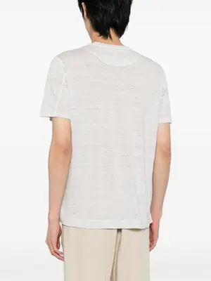120% Lino Button-placket Linen T-shirt - Grey