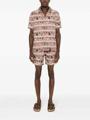 AMIR SLAMA Graphic-print Shorts - Brown