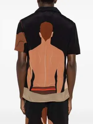 AMIR SLAMA Graphic-print Short-sleeved Shirt - Brown