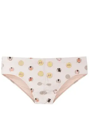 AMIR SLAMA Graphic-print Swim Shorts - Neutrals