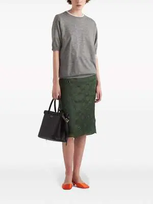 Prada Triangle-logo Cashmere Knitted Top - Grey