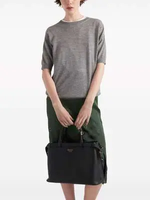 Prada Triangle-logo Cashmere Knitted Top - Grey