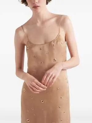 Prada Eyelet-detail Organza Midi Dress