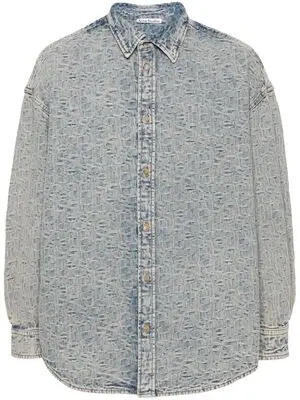 Acne Studios Monogram-jacquard Denim Shirt - Blue