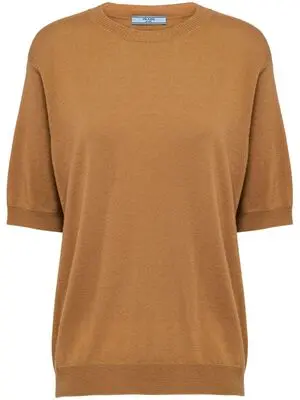 Prada Triangle-logo Cashmere Top - Brown