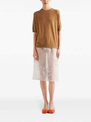Prada Triangle-logo Cashmere Top - Brown