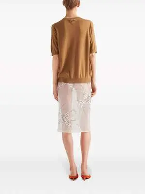 Prada Triangle-logo Cashmere Top - Brown